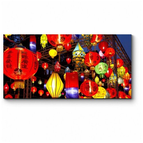 Модульная картина Волшебный свет китайских фонариков, Гонконг 140x70