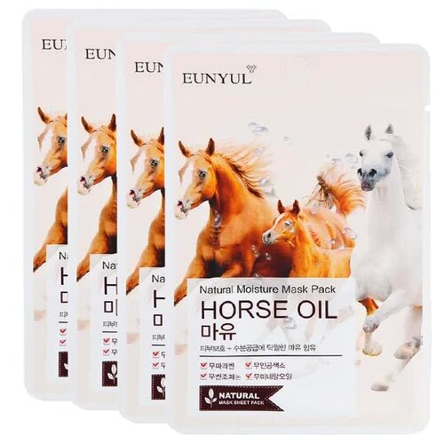 Eunyul тканевая маска Natural Moisture Mask Pack с лошадиным маслом, 35 г, 22 мл