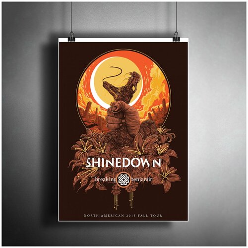 Постер плакат для интерьера "Музыка: Американская рок-группа Shinedown (Шайндаун)" / Декор дома, офиса, комнаты, квартиры A3 (297 x 420 мм)