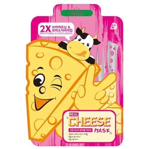 MIJIN Cosmetics осветляющая тканевая маска Mj Care Real Cheese Brightening & Moisturizing с ферментированным сыром, 25 г