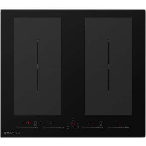 Индукционная варочная панель MAUNFELD EVSI594FL2SBK, с рамкой, цвет панели черный, цвет рамки серебристый