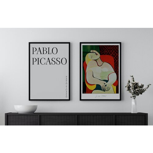 Набор плакатов "Пабло Пикассо" / Формат А4 / 2 шт. (21х30 см) / Набор интерьерных постеров с черной рамкой