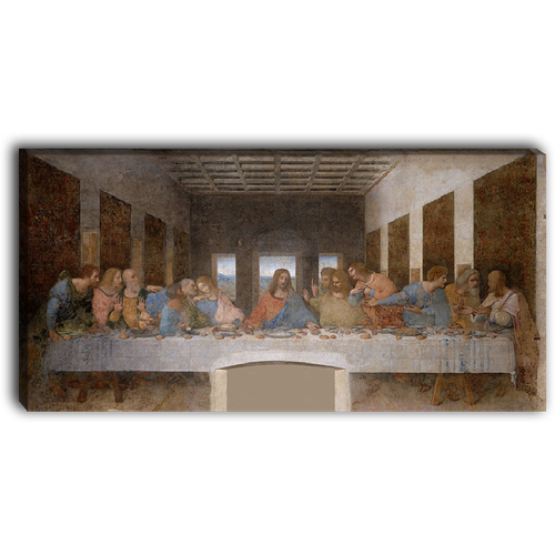 Картина для интерьера "Тайная вечеря", Леонардо да Винчи, печать на холсте (122х60см / на подрамнике)