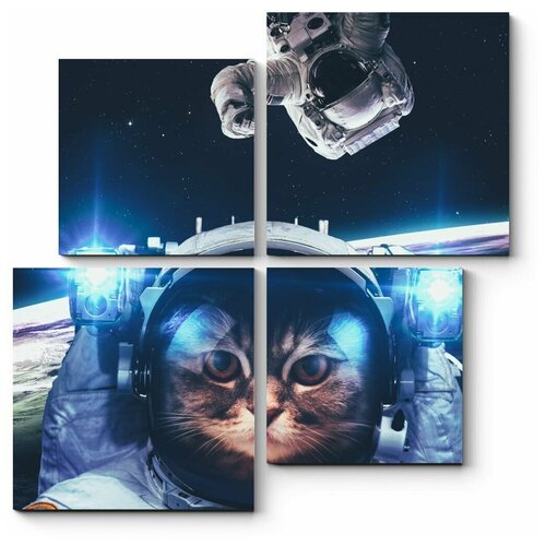 Модульная картина Кот-космонавт 130x130