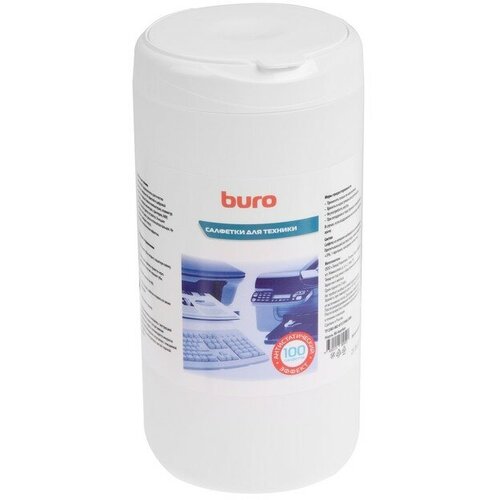 Салфетки для очистки техники Buro BU-Asurface, влажные, для экранов, туба, 100 шт