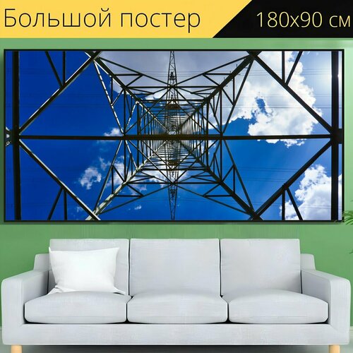 Большой постер "Электричество, симметрия, небеса" 180 x 90 см. для интерьера