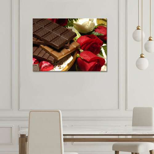 Картина/Картина на холсте для интерьера/Картина на стену/Картина для кухни/ - Шоколад и розы 60х80