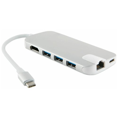 USB-концентратор  Red Line Multiport adapter Type-C 8 in 1, разъемов: 8, серебристый