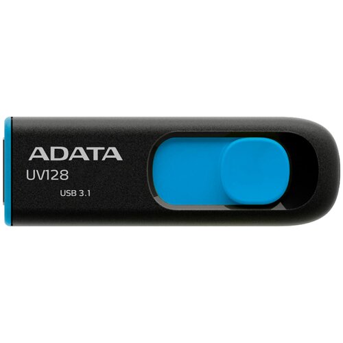 Флешка ADATA DashDrive UV128 32 ГБ, 1 шт., черный/голубой