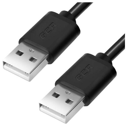 GCR Кабель 0.3m USB 2.0, AM/AM, черный, 28/28 AWG, экран, армированный, морозостойкий