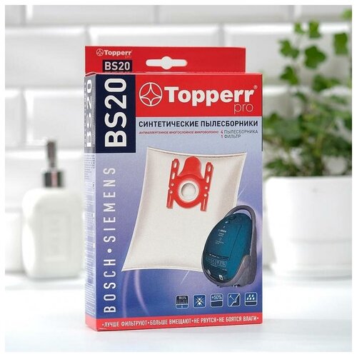 Синтетический пылесборник Тopperr BS 20 для пылесосов Bosch, Siemens, 4 шт. + 1 фильтр