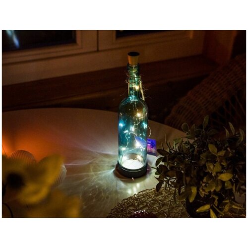 Садовая гирлянда для бутылки на солнечной батарее 8 тёплых белых LED-огней, 75 см, Kaemingk (Lumineo)