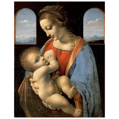 Репродукция на холсте Мадонна Литта (Madonna and Child) Леонардо да Винчи 30см. x 38см.