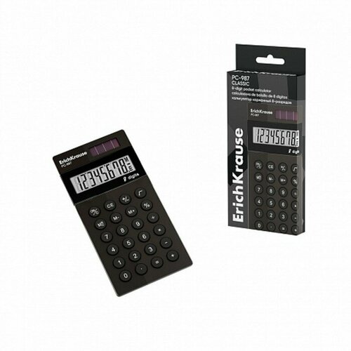 Калькулятор карманный 8-разрядов ErichKrause PC-987 Classic, черный (комплект из 2 шт)