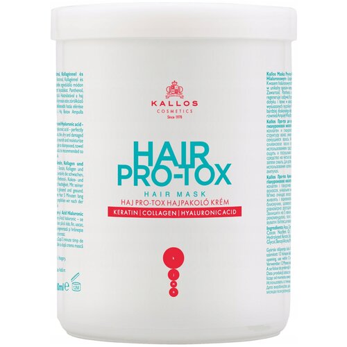 Kallos маска для волос Hair Pro-Tox с кератином, коллагеном и гиалуроновой кислотой, 1000 мл, банка