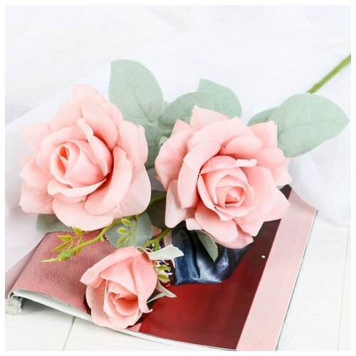 Цветы искусственные "Роза Терция" 12х60 см, розовый