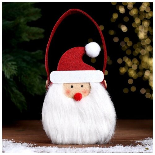 Новогодняя корзинка для декора "Дед Мороз" 12,5 x 8,5 x 24 см
