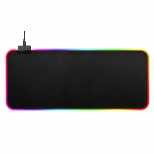 Коврик для мыши и клавиатуры с RGB подсветкой 800x300х4, logo, черный