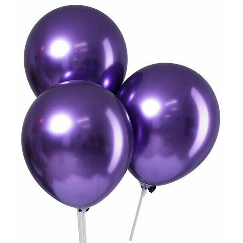 Воздушные шарики 12" "Хром", металл, набор 50 шт, цвет фиолетовый
