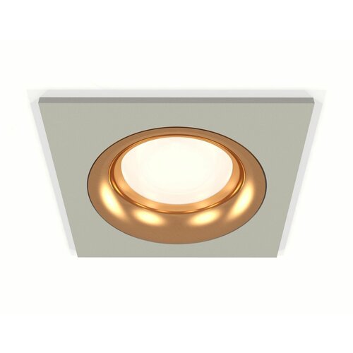 Комплект встраиваемого светильника XC7633005 SGR/PYG серый песок/золото желтое полированное MR16 GU5.3 (C7633, N7014)