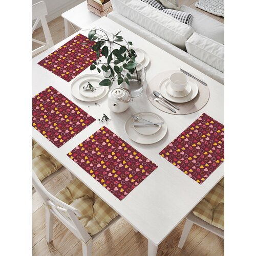 Салфетки на стол для сервировки прямоугольные, плейсмат JoyArty "Изобилие любви", 32x46 см, в комплекте 4шт.