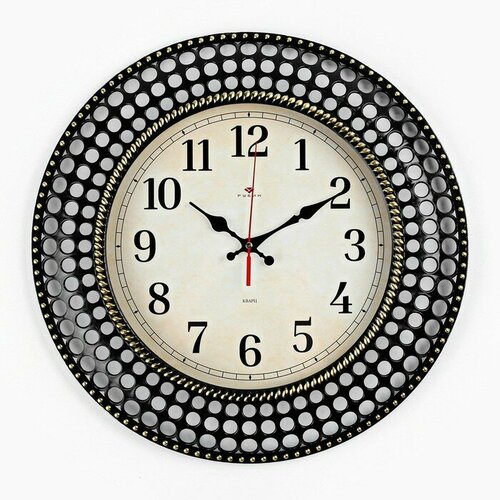 Рубин Часы настенные, интерьерные "Классика", бесшумные, d-40 см, циферблат 25 см, черные