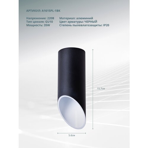 Светильник Arte Lamp Pilon A1615PL-1BK, черный