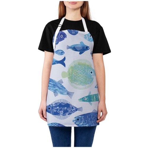 Фартук женский JoyArty для готовки "Рыбные будни", универсальный размер