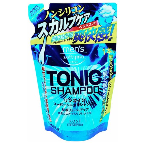 Kose Cosmeport шампунь Mens Softymo Tonic мужской тонизирующий для волос с цитрусовым ароматом, 400 мл