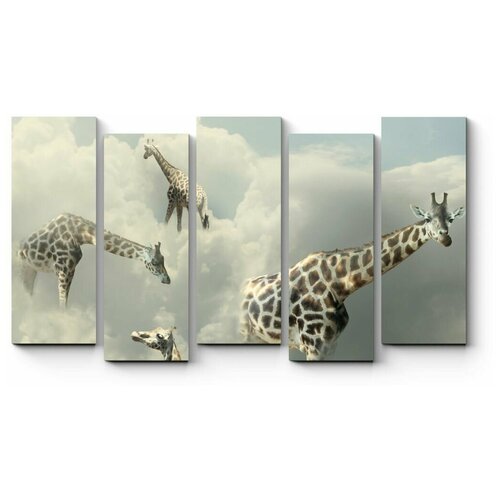 Модульная картина Жирафы в облаках130x75