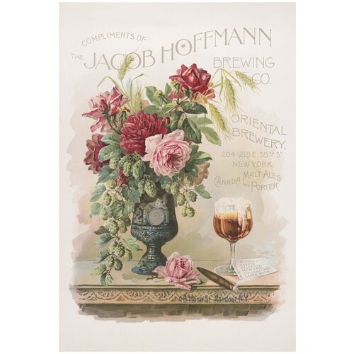 Постер / Плакат / Картина Цветы и пиво 40х50 см в подарочном тубусе