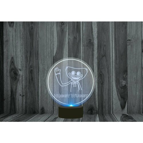 Светильник, ночник 3D MIGOM детям принт "Попи Плэйтайм - Хагги Вагги, Poppy Playtime - Huggy Wuggy" - PPHW05