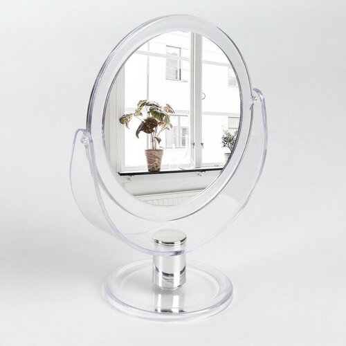 Зеркало настольное «Круг», двустороннее, с увеличением, d зеркальной поверхности 10,5 см, цвет прозрачный для дома