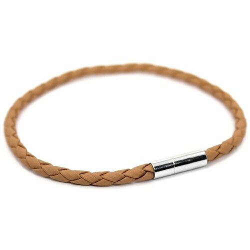 Плетеный браслет Handinsilver ( Посеребриручку ) Браслет плетеный кожаный с магнитной застежкой, 1 шт., размер 21 см, бежевый