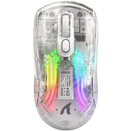 Беспроводная мышь прозрачная Attack Shark X2 Bluetooth+2.4G+проводная с RGB подсветкой компьютерная мышка для компьютера белая mice Wireless mouse