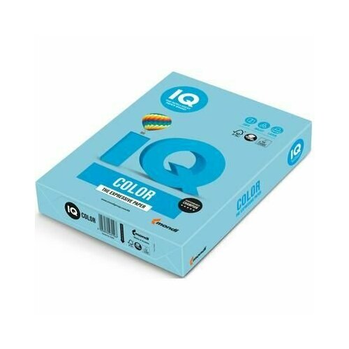 Бумага IQ Color 80г Pale OBL70 (голубой лед) офисная цветная 500л. для всех видов принтеров и творчества, в фирменной коробке Драйв Директ