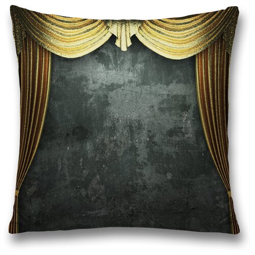 Наволочка декоративная на молнии, чехол на подушку JoyArty "Золотые шторы" 45х45 см
