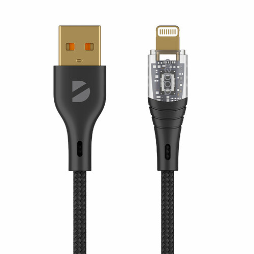 Дата-кабель Crystal USB – Lightning, 1 м, черный, Deppa, Deppa 72501