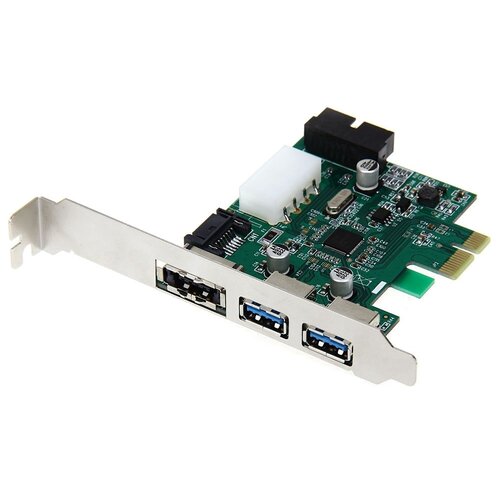 Контроллер PCIe x1 v2.0 (NEC D720201) USB 3.2 Gen1x1, 2xUSB-A + 2x19-pin + eSATA Power | ORIENT NC-3U2219PE-SE