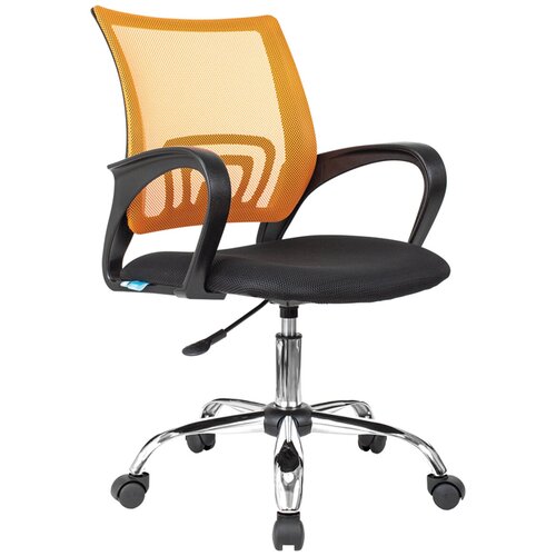 Кресло оператора Helmi HL-M95 R (695) "Airy", СН, спинка сетка оранжевая/сиденье ткань TW черная, пиастра