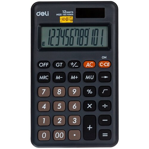 Калькулятор карманный Deli EM120BLACK черный