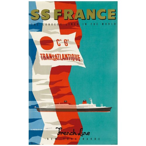 Постер / Плакат / Картина Корабли - Корабль плывет во Францию 50х70 см в раме