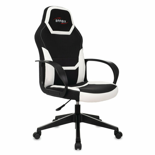Кресло компьютерное BRABIX Alpha GM-018 ткань/экокожа, черное/белое