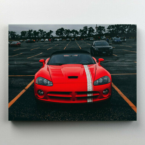 Интерьерная картина на холсте "Красный спорткар - Dodge Viper" размер 60x45 см