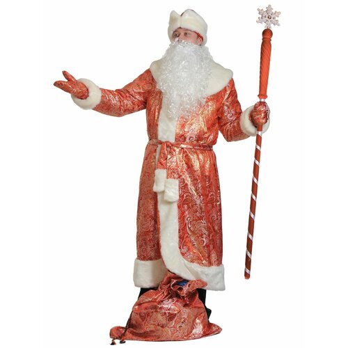 Карнавальный костюм "Дед Мороз" (парча красный) ВЗР, размер ХL (56-58/188), серия "Новый Год"