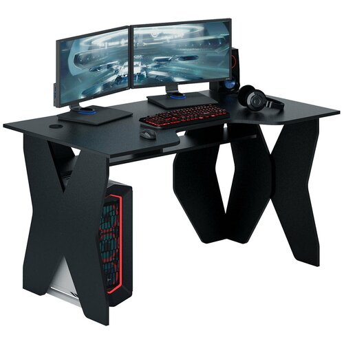 MFMaster игровой стол Форсаж-1, ШхГхВ: 140х89.2х73 см, цвет: черный/черный