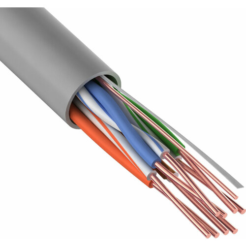 Кабель REXANT витая пара U/UTP, категория 6, ZH нг(А)-HF, 4PR, 23AWG, внутренний, серый, 305 м