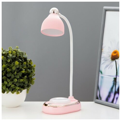 Настольная лампа "Тедди" LED 3Вт АКБ USB розовый 9х13,5х40 см