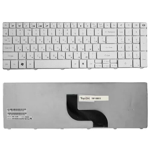 Клавиатура для ноутбука Packard Bell TM86, TX86, NEW90, PEW91 Series. Плоский Enter. Белая, без рамки. PN: MP-09B23SU-6981