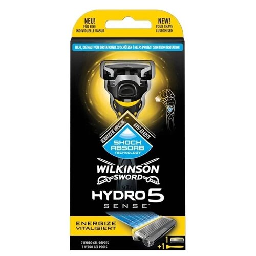 Многоразовый бритвенный станок Wilkinson Sword Hydro 5 Sense Energize, черно-серый, 1 шт.
